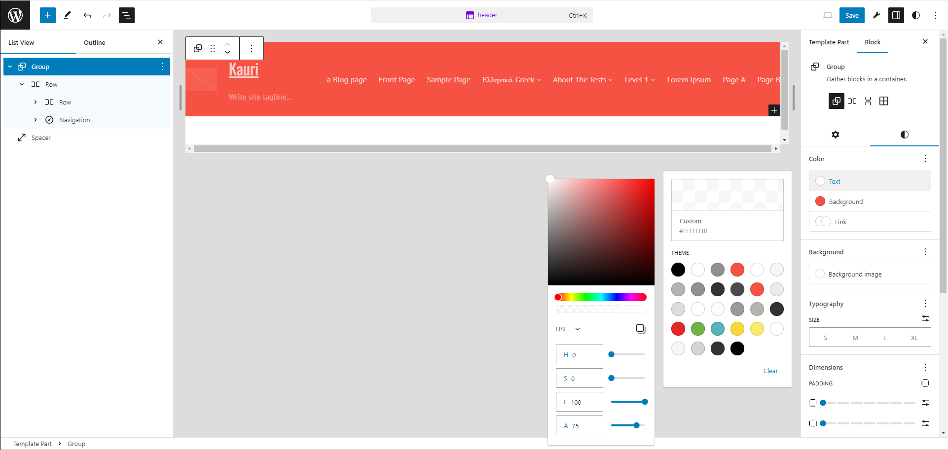 Adding some colors to the Block Theme - Kau-Boys